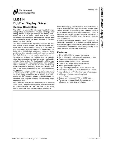 LM3914_1209 Datasheet_PDF文件下载_芯片资料查询_维库电子市场网