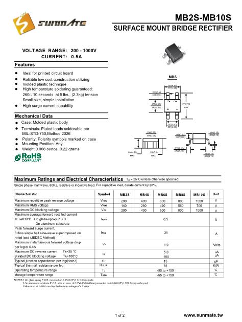 MB6S Datasheet_PDF文件下载_芯片资料查询_维库电子市场网