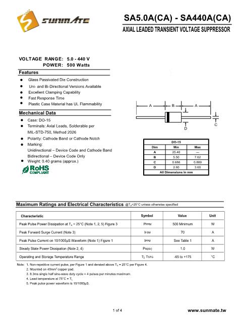 SA7.5CA Datasheet_PDF文件下载_芯片资料查询_维库电子市场网