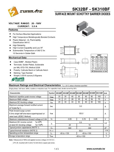 SK32BF Datasheet_PDF文件下载_芯片资料查询_维库电子市场网