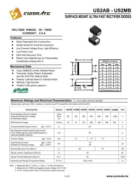 US2AB Datasheet_PDF文件下载_芯片资料查询_维库电子市场网