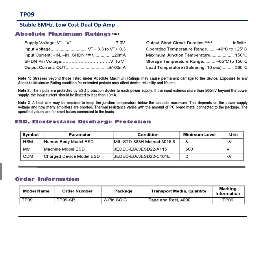 运算放大器 3PEAK TP09-SR_放大器_维库电子市场网