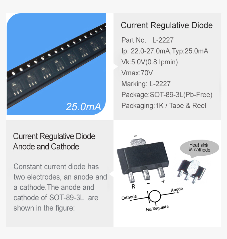 L2227恒流二极管SOT-89-3L封装25mA_恒流二极管_维库电子市场网